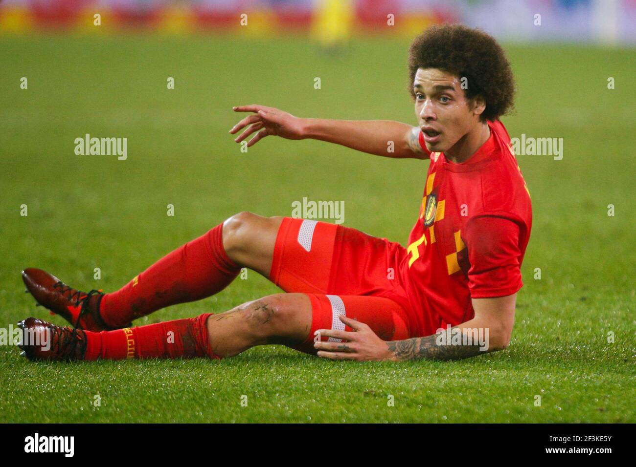 Belgian Axel Witsel lays on the ground during the Friendly Game ...