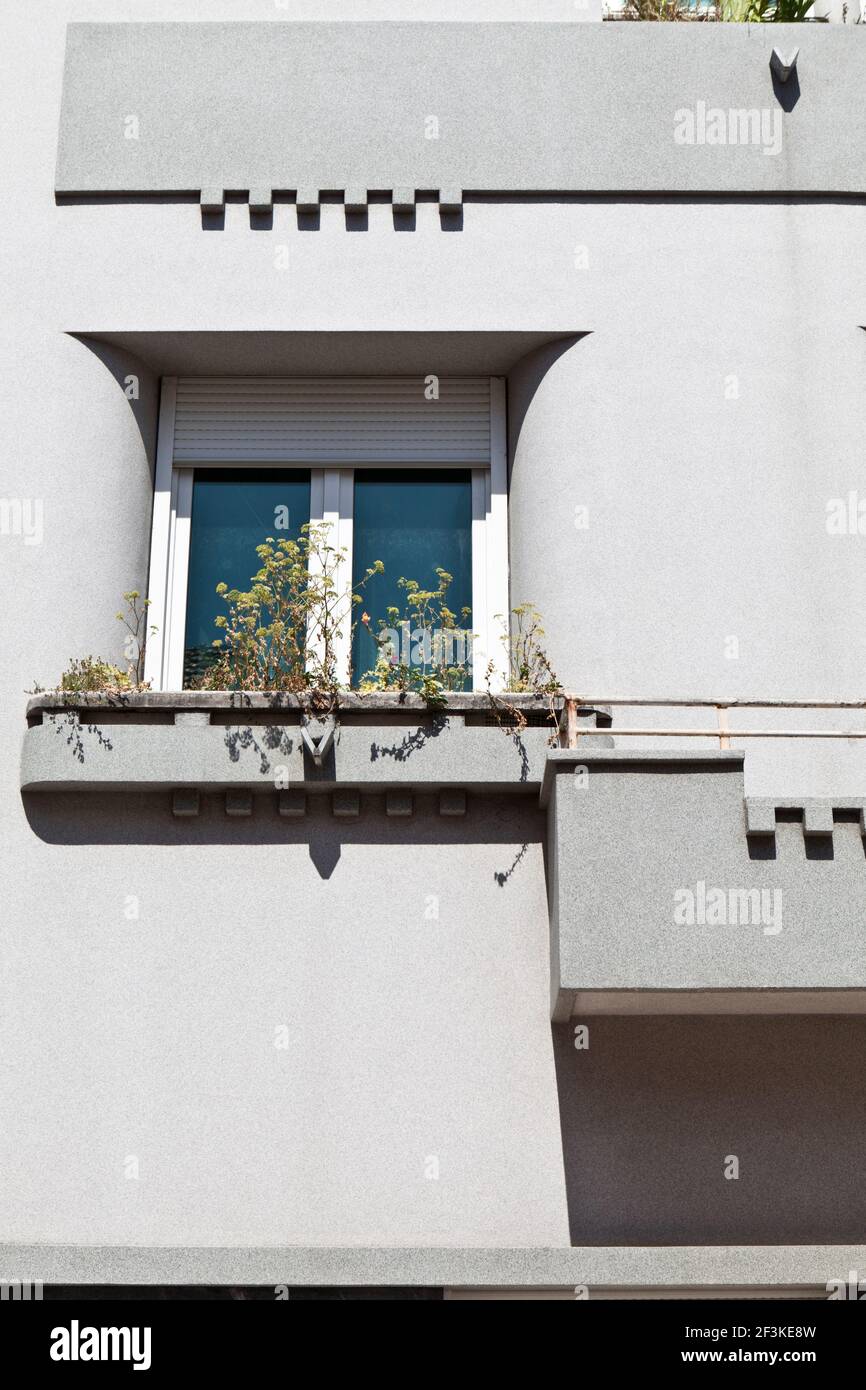 Detail of a Bauhaus style window facade, Aveiro, Beira Llitoral ...
