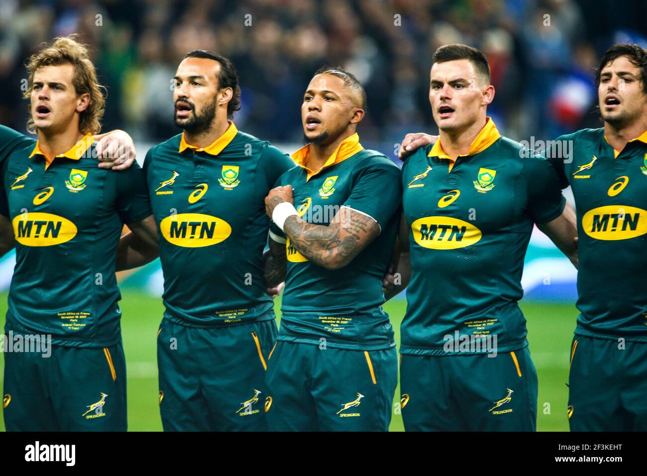 South Africa's Andries Coetzee (L) and teammates during the 2017 Autumn ...