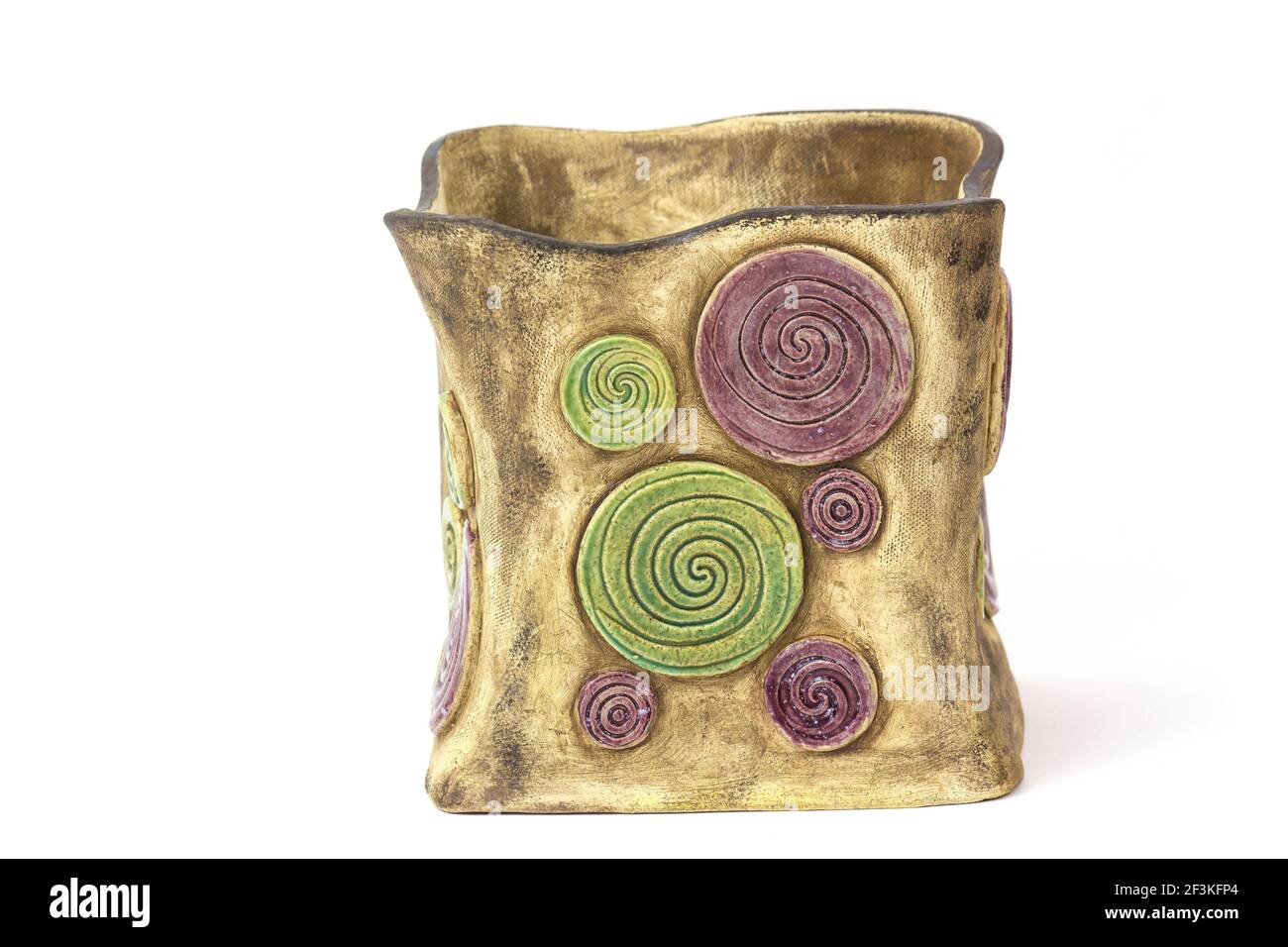 clay pot on white background - handmade pottery Stock Photo - Alamy