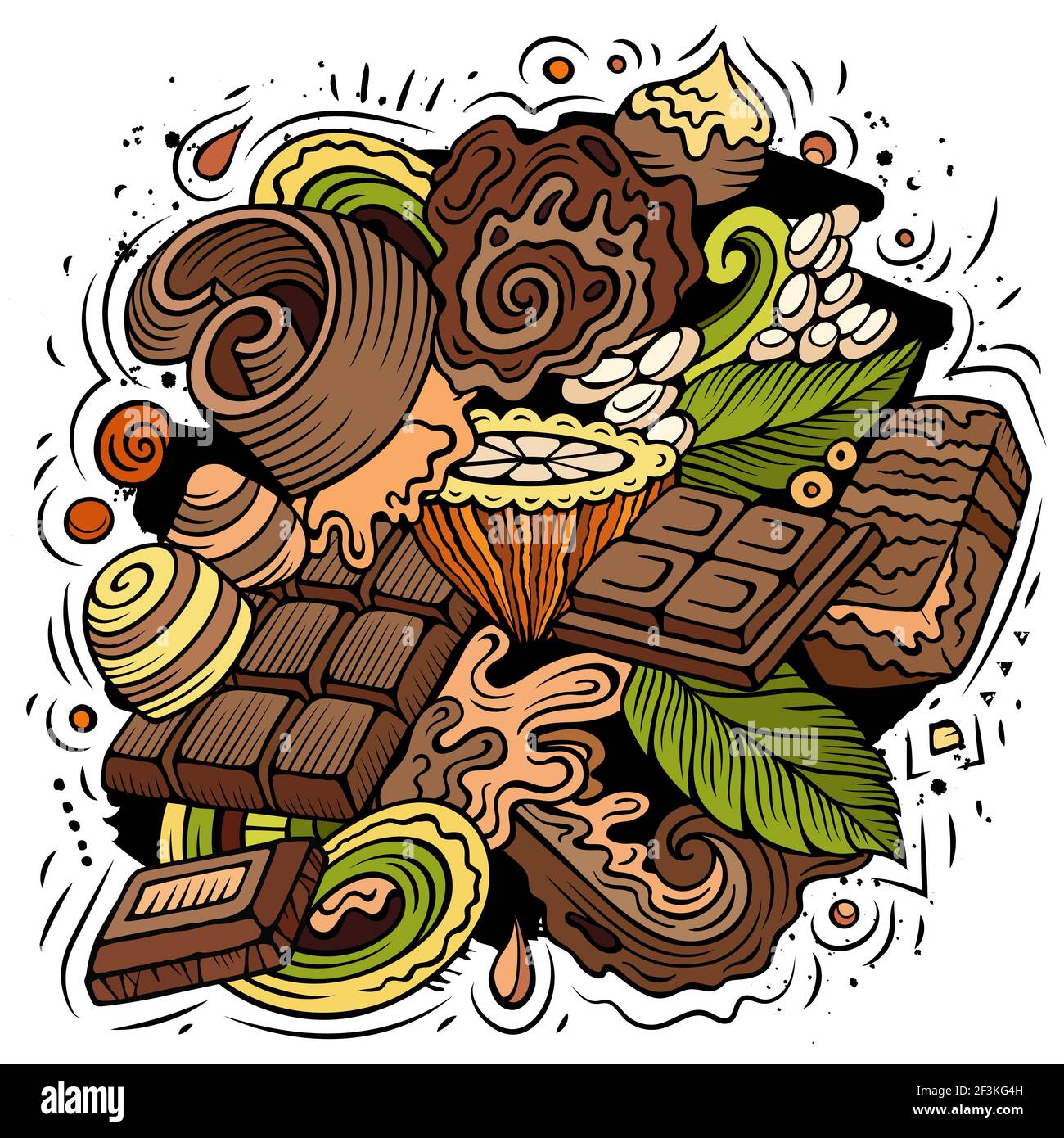 Chocolate hand drawn vector doodles illustration. Choco poster design ...