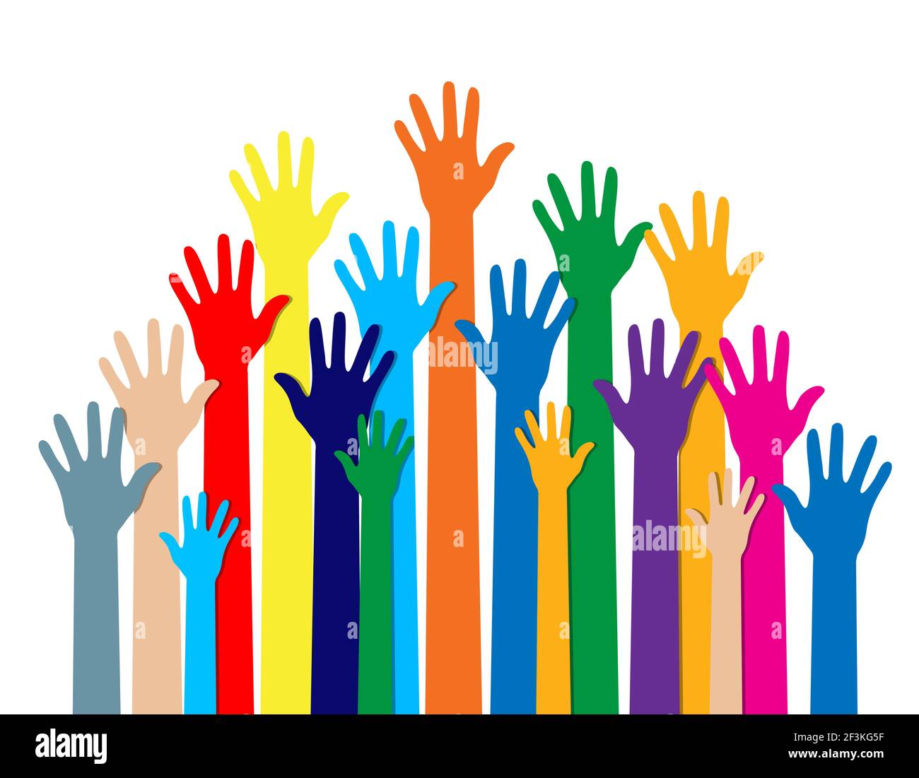 Group hands of different colors Stock Vector Image & Art - Alamy