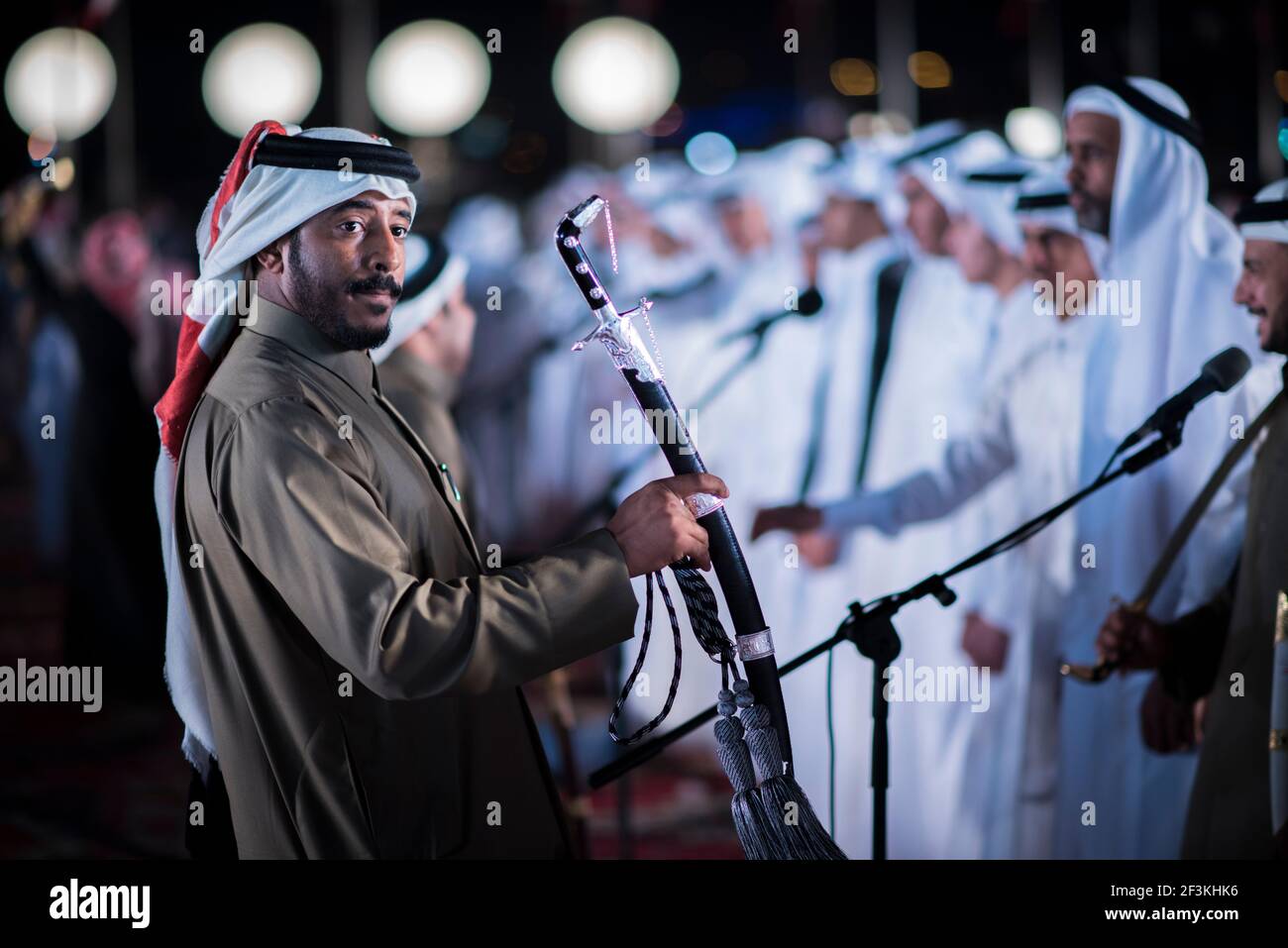 Doha,Qatar-December,18,2017: Traditional bedouin sword dancing for ...
