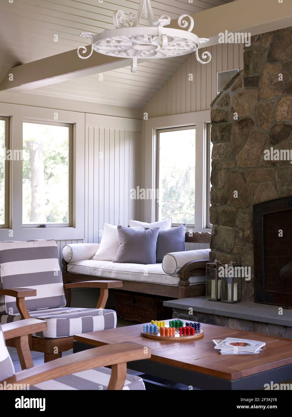 game/family room over porch in Jane Dillon-designed contemporary home ...