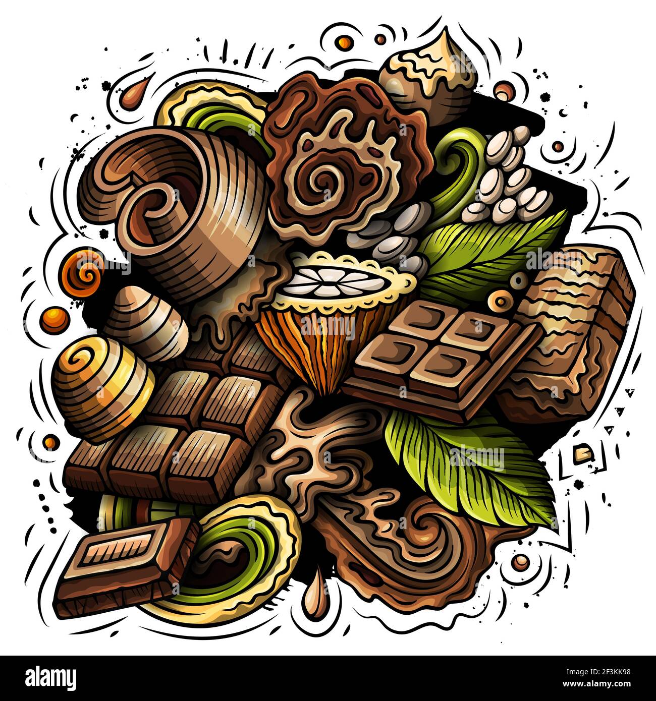 Chocolate hand drawn vector doodles illustration. Choco poster design ...