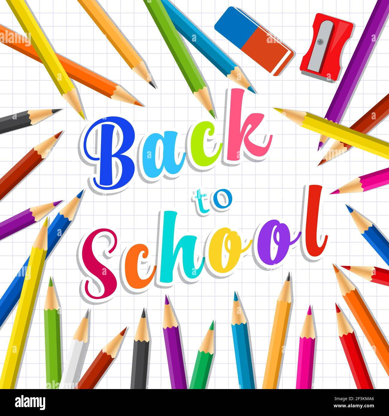 Back to school. Rainbow pencils and eraser Stock Vector Image & Art - Alamy