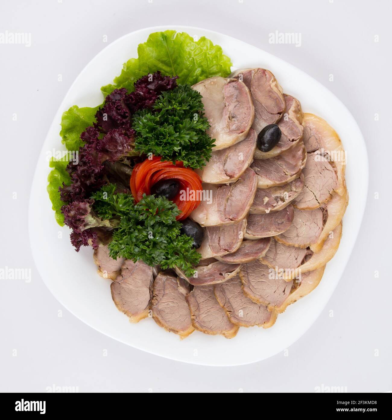 Kazakh appetizer sliced kazy with horse meat Stock Photo - Alamy