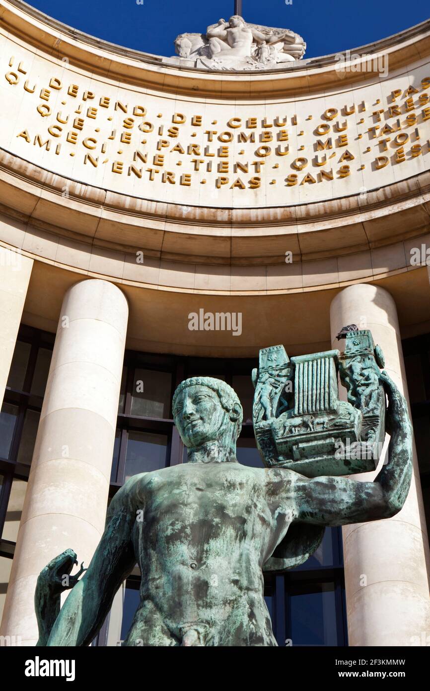 The bronze statue of Apollo with quotations in gold inscription by ...