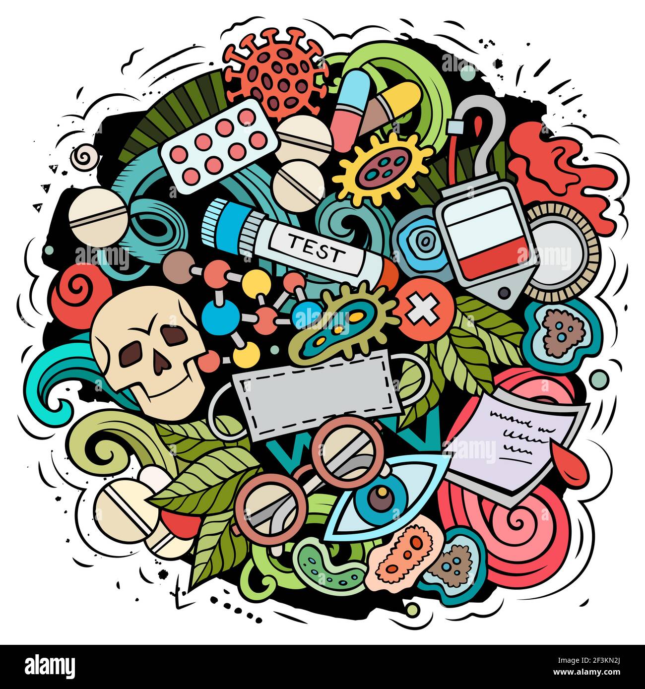 Medicine cartoon vector doodle design. Colorful detailed composition ...