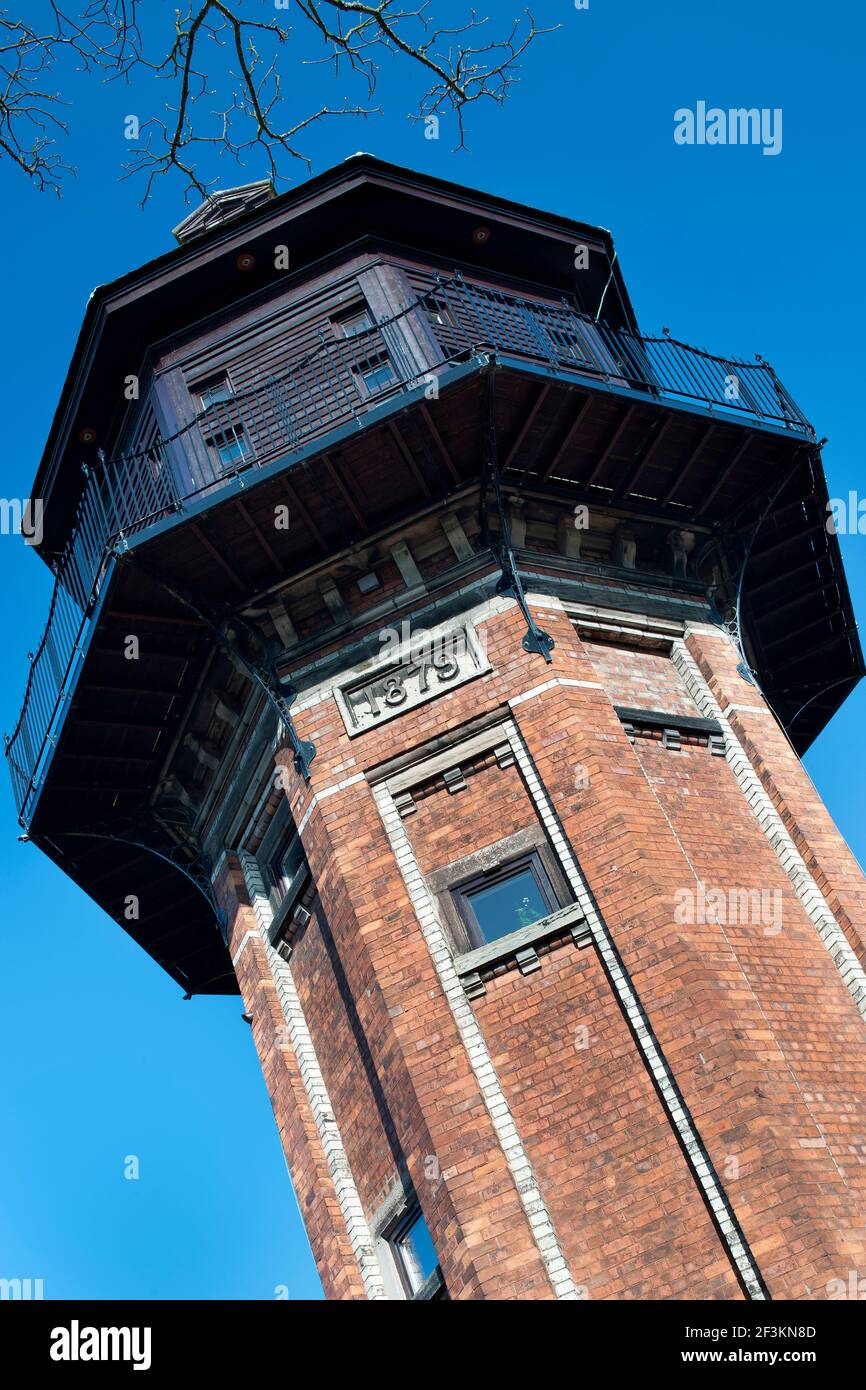 Exterior, looking up at the top of the Victorian Water Tower ...