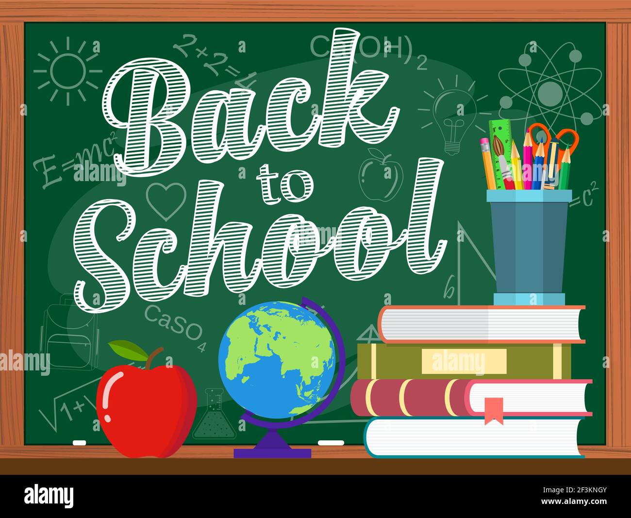 Blackboard books apple on Stock Vector Images - Alamy