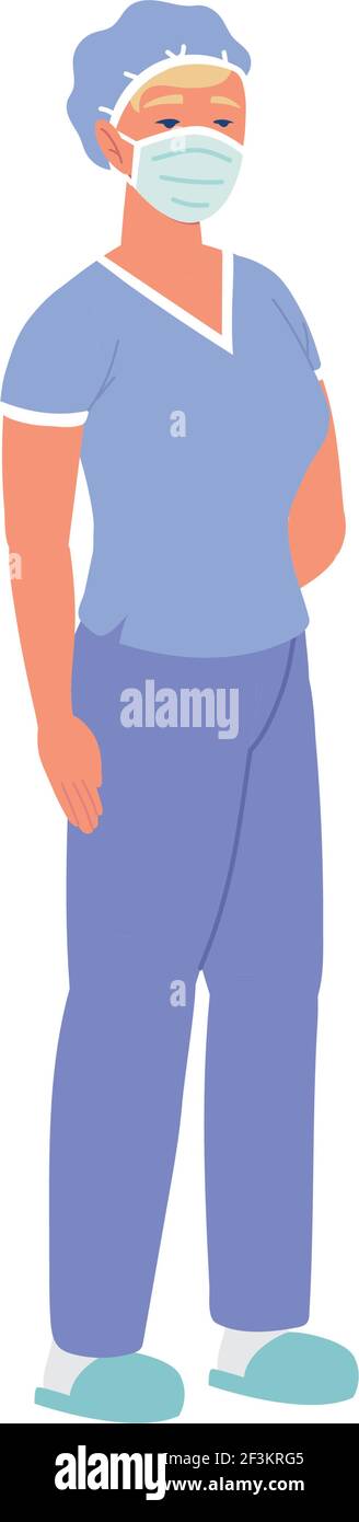 nurse protective uniform mask cartoon Stock Vector Image & Art - Alamy