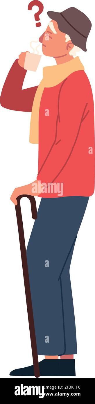 Grandfather old man hat walking Stock Vector Images - Alamy