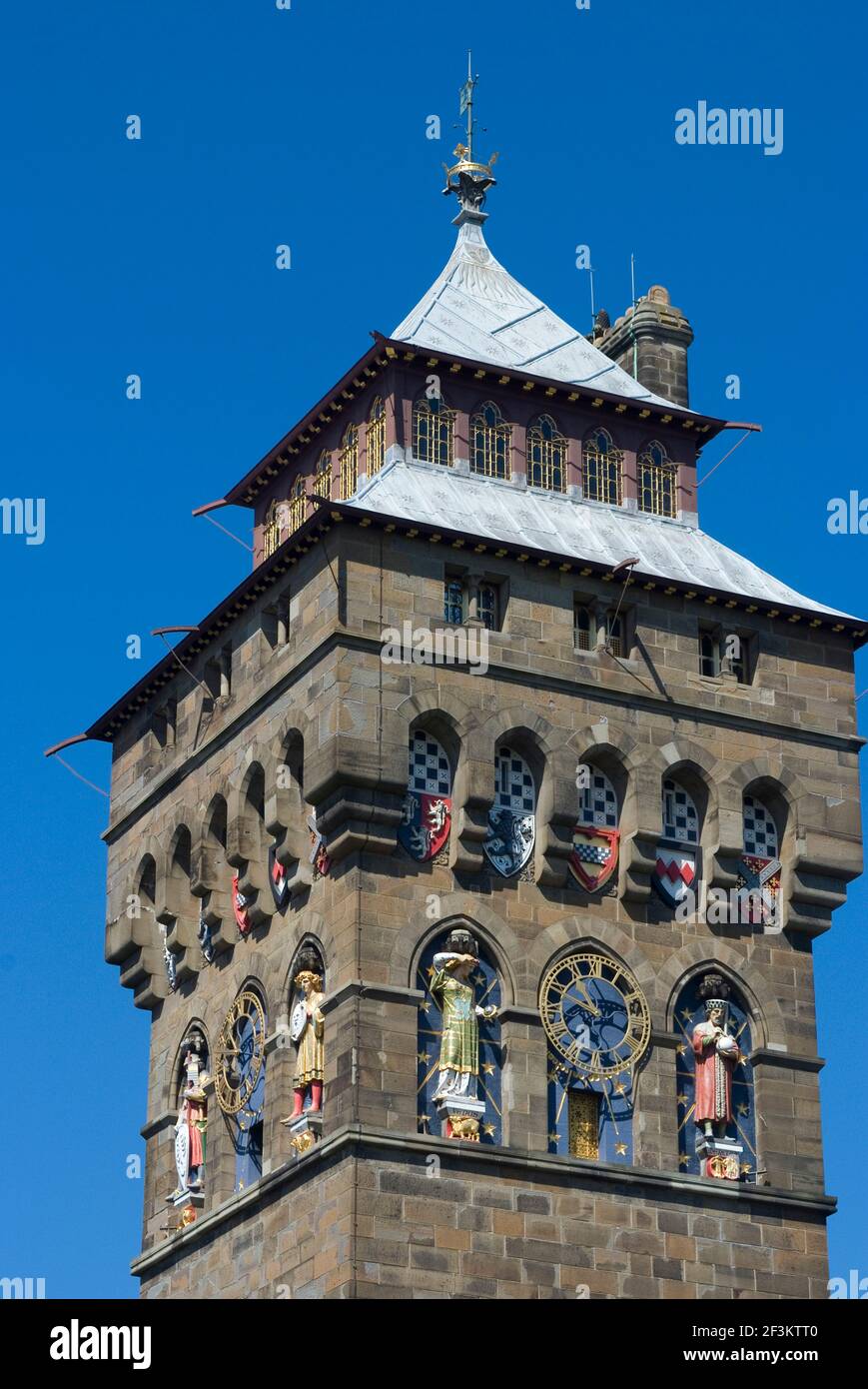 Cardiff castle clock tower hi-res stock photography and images - Alamy