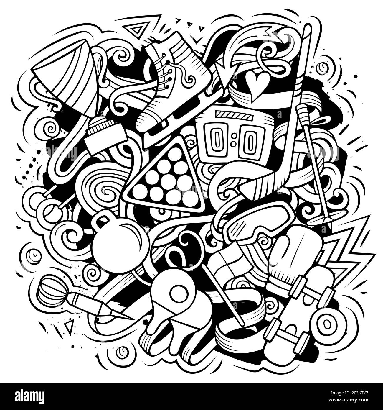 Sport cartoon doodle illustration. Funny creative vector background ...