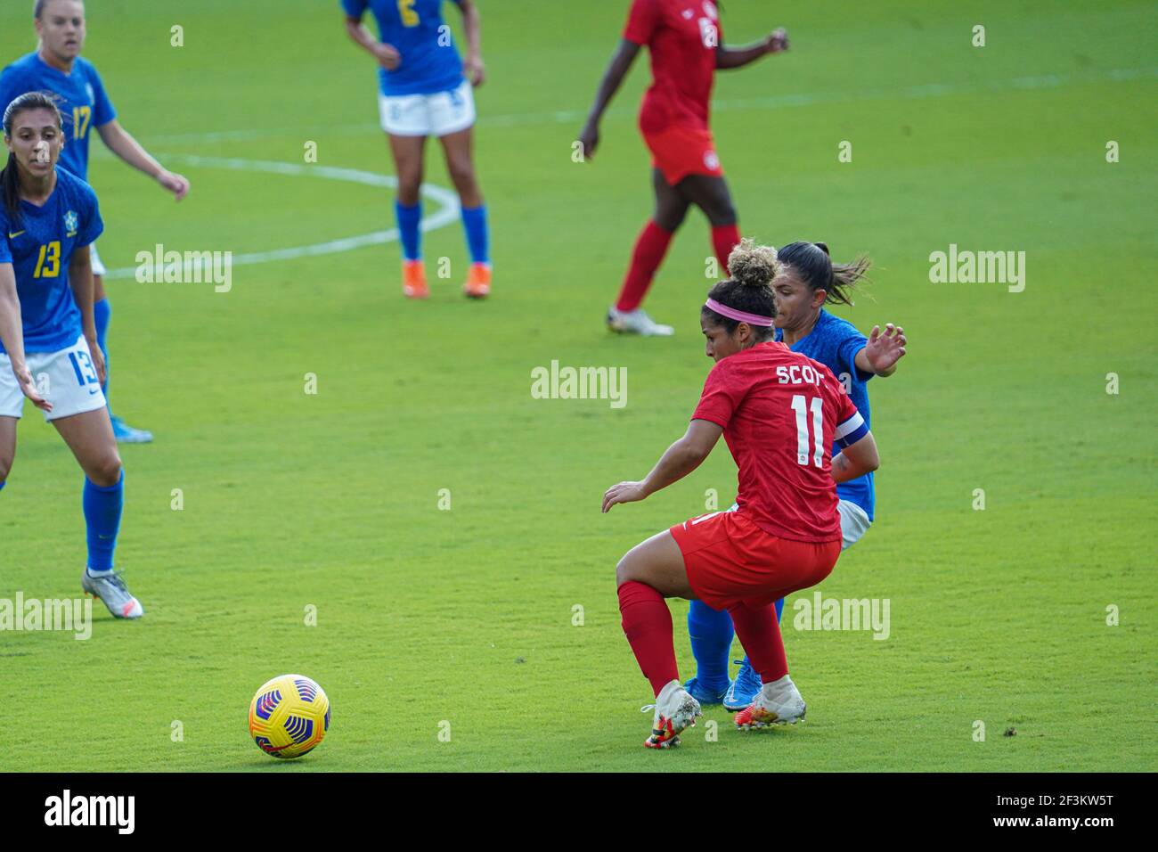 Orlando, Florida, USA, February 24, 2021, Canada face Brazil during the ...