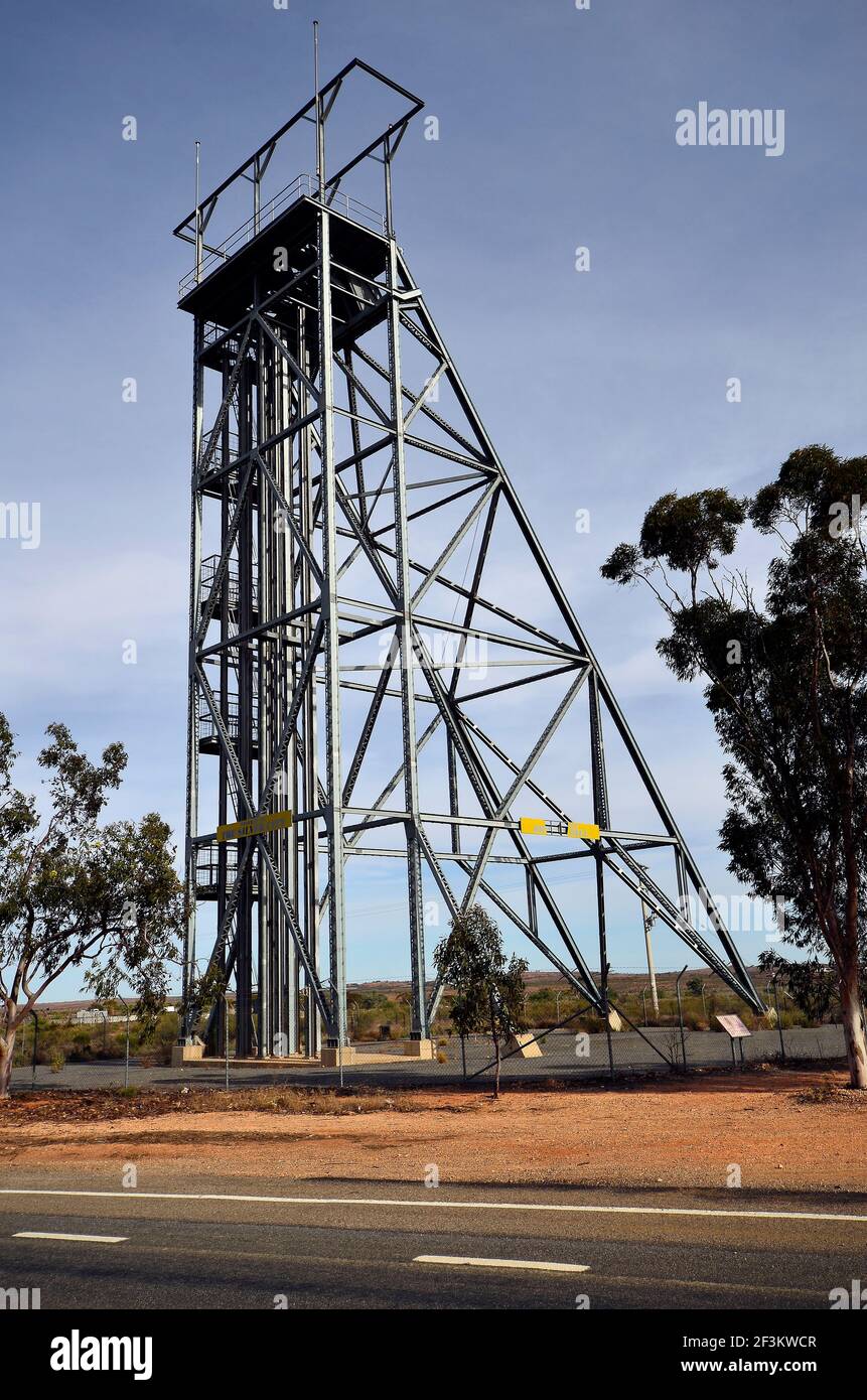Australia, shaft tower from mining industry in the village named Silver ...