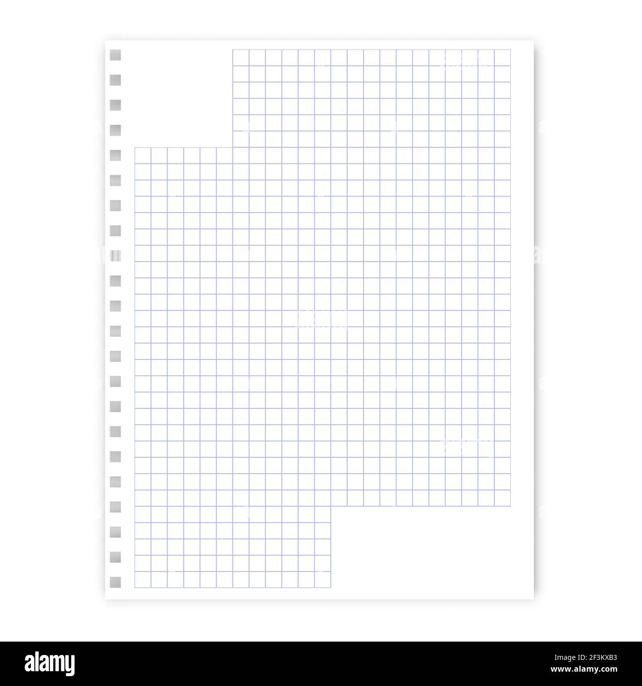 Sheet of notebook paper in a cage, isolated on white background, vector ...