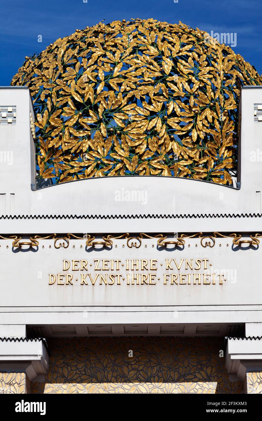 Front facade of the Secession building (1898), detail of the cupola ...