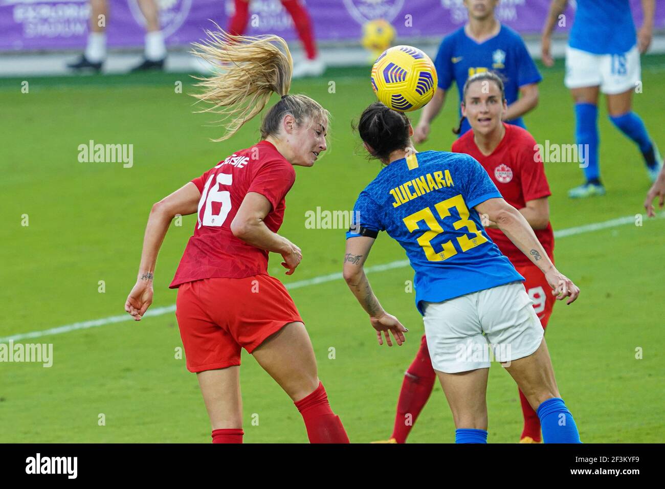 Orlando, Florida, USA, February 24, 2021, Brazil defender Jucinara #23 ...