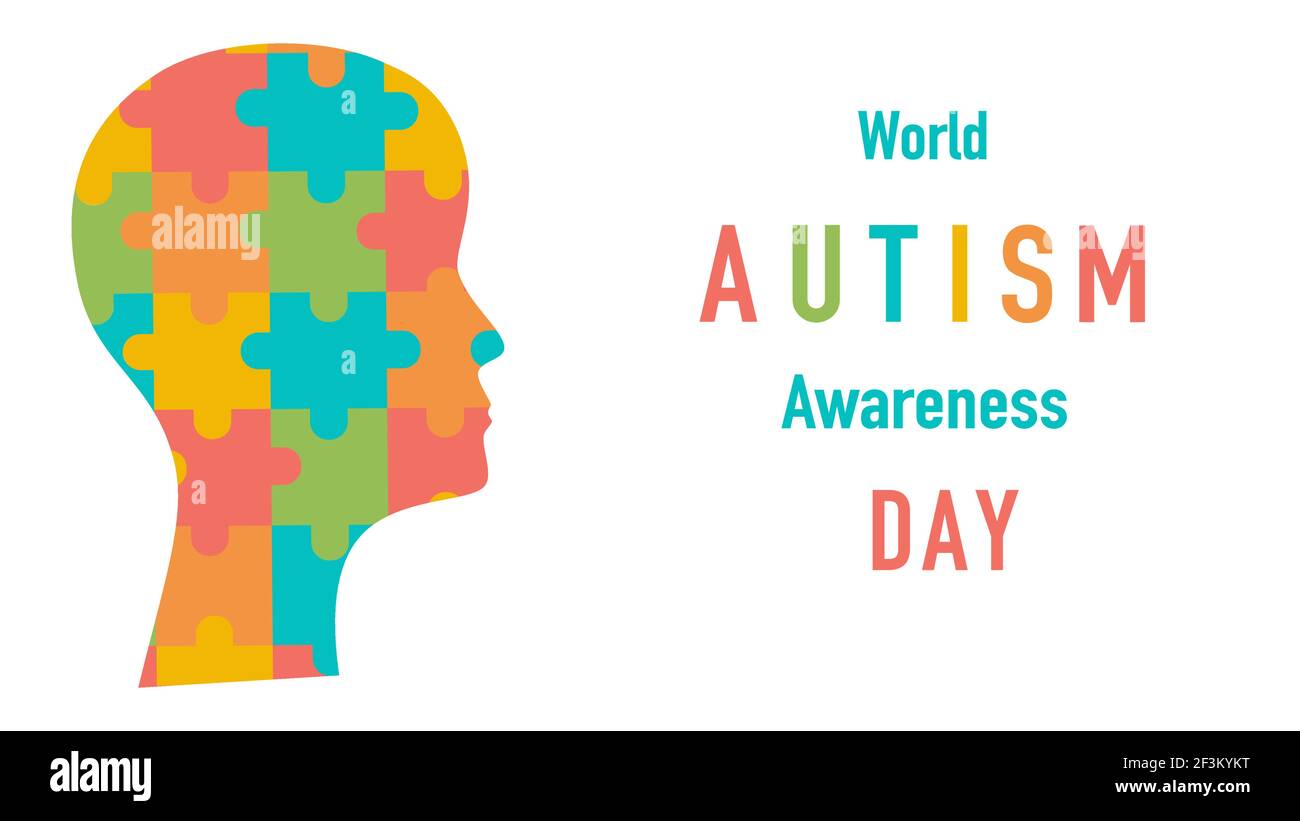 World autism awareness day. Colourful puzzles vector background. Symbol ...