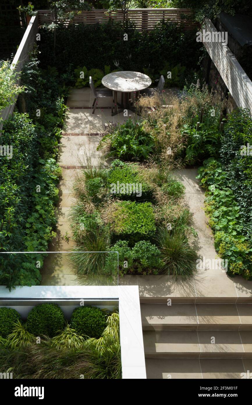 Ariel view. York stone steps leading from lower area to upper area with ...