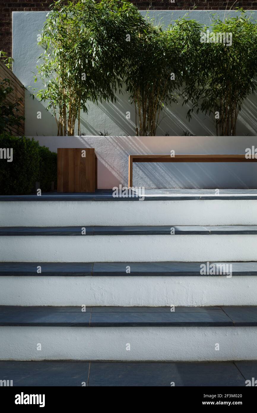 View from basement level. Compact, contemporary town garden/patio in ...
