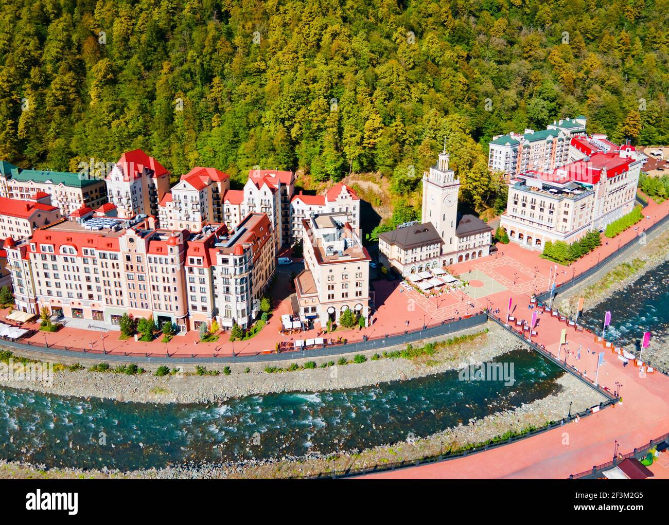 Rosa Khutor aerial panoramic view. Rosa Khutor is an alpine ski resort ...