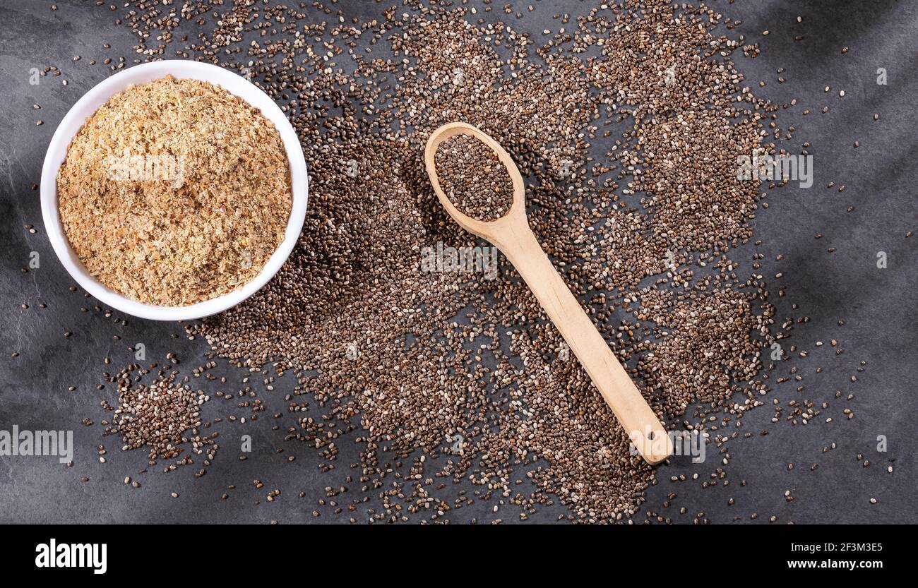 Organic ground chia seeds - Salvia Hispanica Stock Photo - Alamy