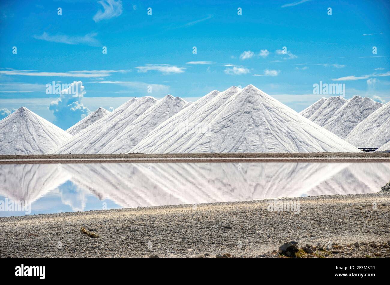 Salt Pyramids in Bonaire, caribbean island, dutch antilles. Salt ...