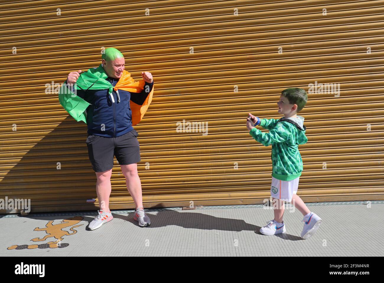 Brian Learmouth and his five-year-old son Max dressed up to celebrate ...