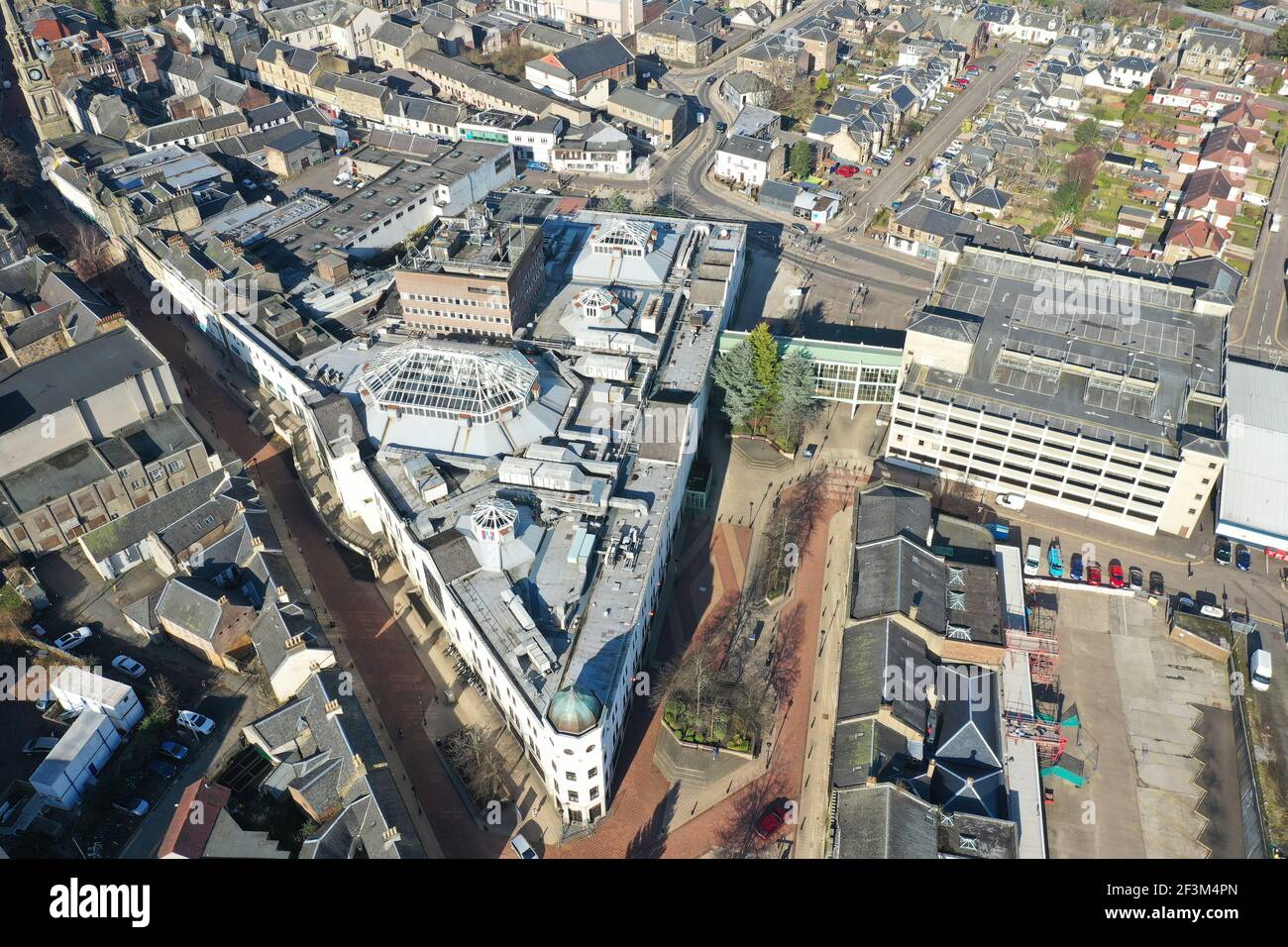Aerial drone view of Falkirk town centre Stirlingshire Stock Photo - Alamy