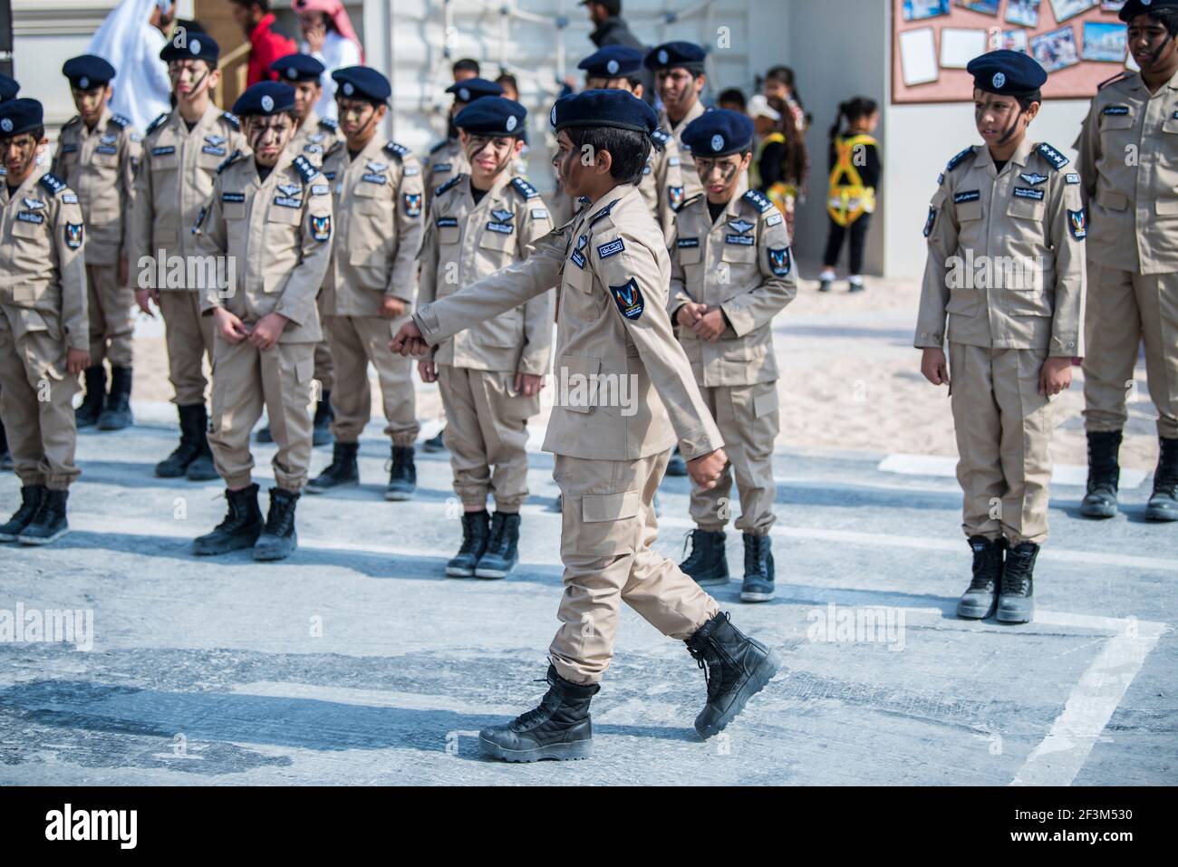 Doha,Qatar - December 18,2017 :Police college cadets at the celebration ...