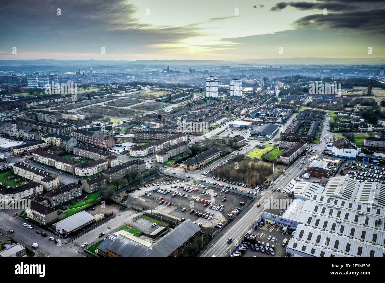 Aerial drone view of Possilpark area of Glasgow Stock Photo - Alamy