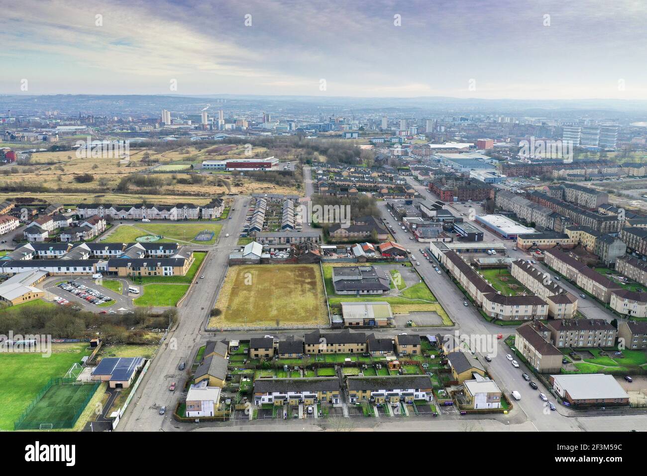 Aerial drone view of Possilpark area of Glasgow Stock Photo - Alamy