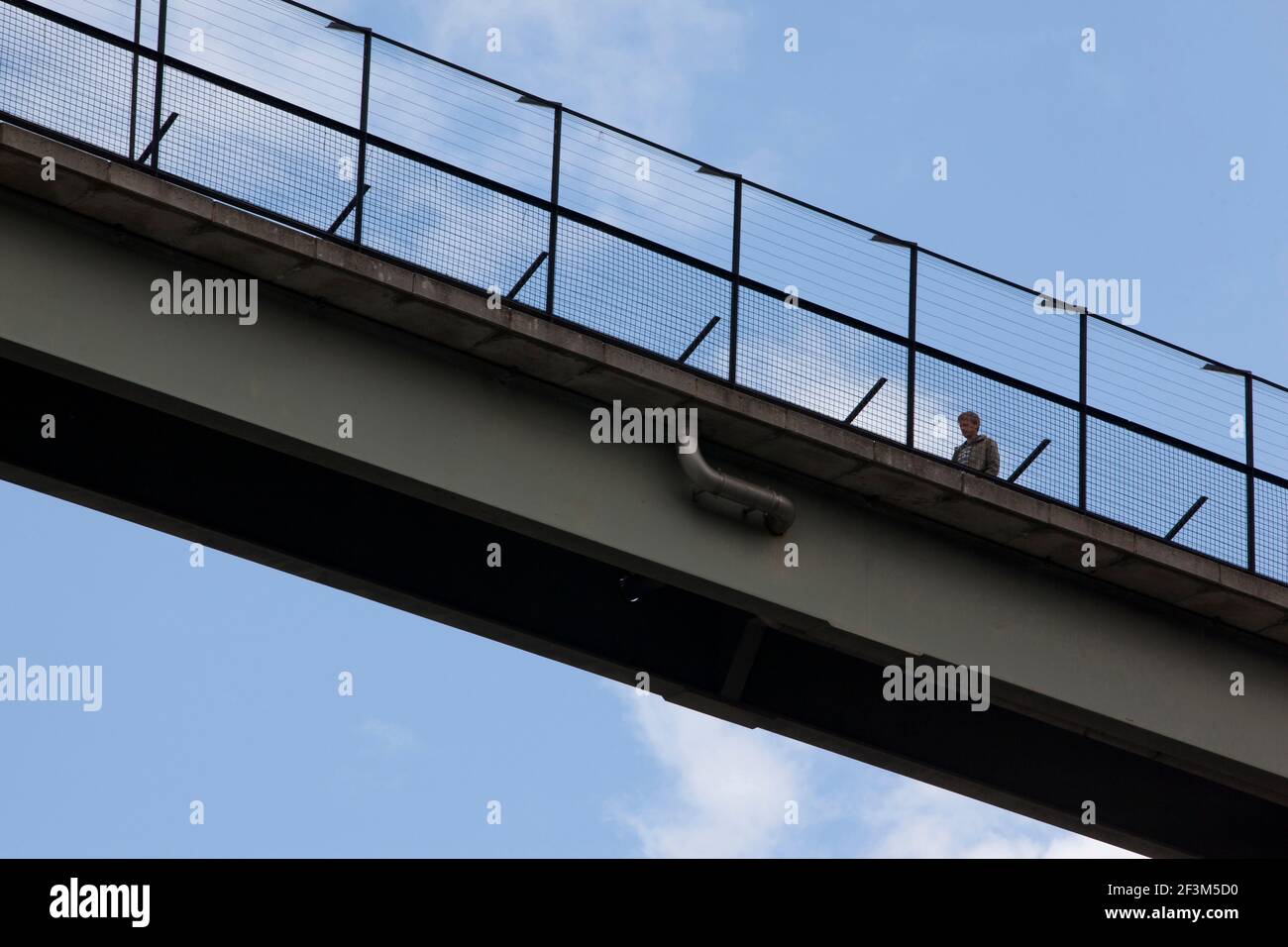 A view of a pedestrian bridge in Slussen district, Stockholm, Sweden ...