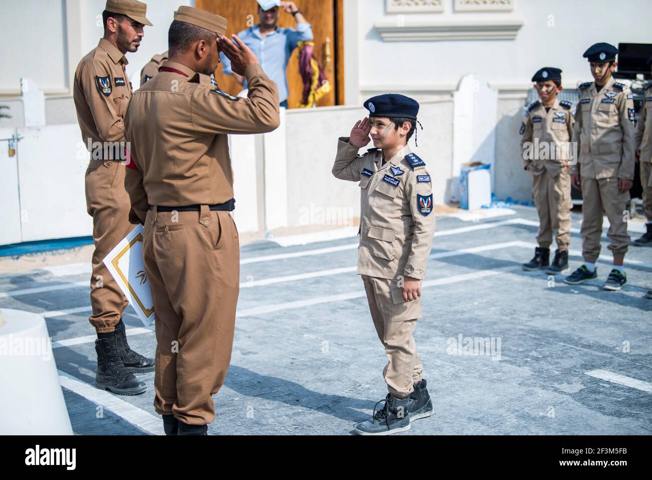 Doha,Qatar - December 18,2017 :Police college cadets at the celebration ...
