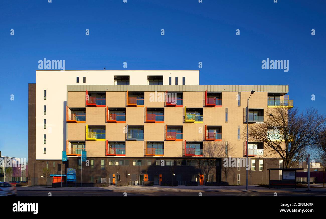 facade of Development of houses, flats and a leisure centre by Wates ...