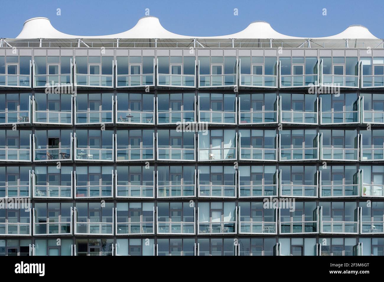 Balcony detail, Abito housing, Salford Quays, Manchester, England, UK ...