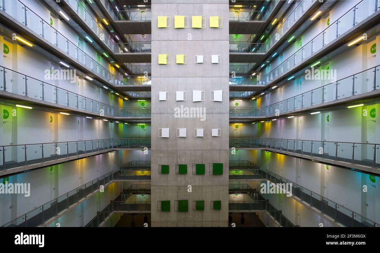 Atrium View of Abito Housing, Salford Quays, Manchester, England, UK ...