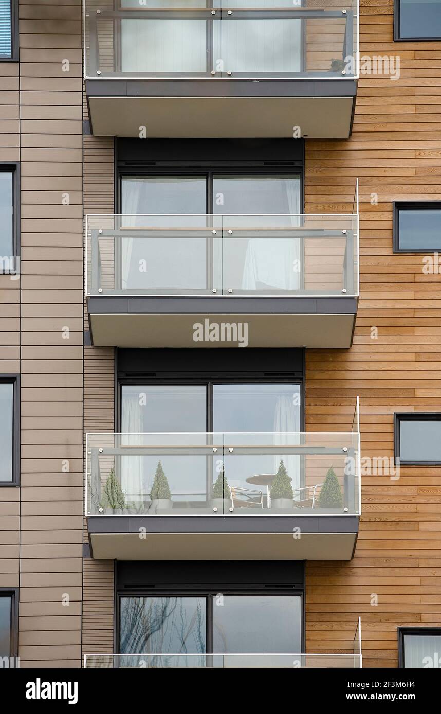 Balcony exteriors in Witham Wharf, Lincoln, England, UK Stock Photo - Alamy