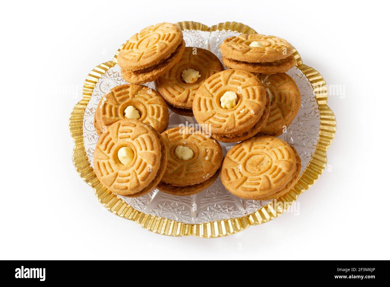 Crunchy cream biscuits with vanilla filling Stock Photo - Alamy