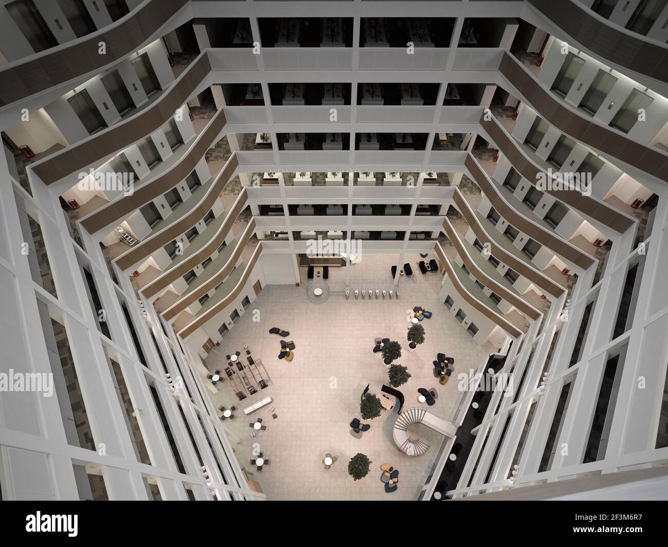 Elevated view of atrium in Co-op Head Offices, 1 Angel Square ...