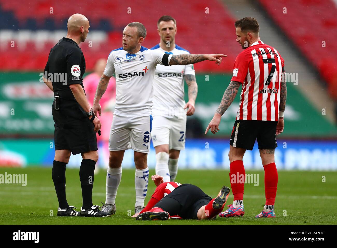 Jay Spearing of Tranmere Rovers and Referee, Charles Breakspear ...
