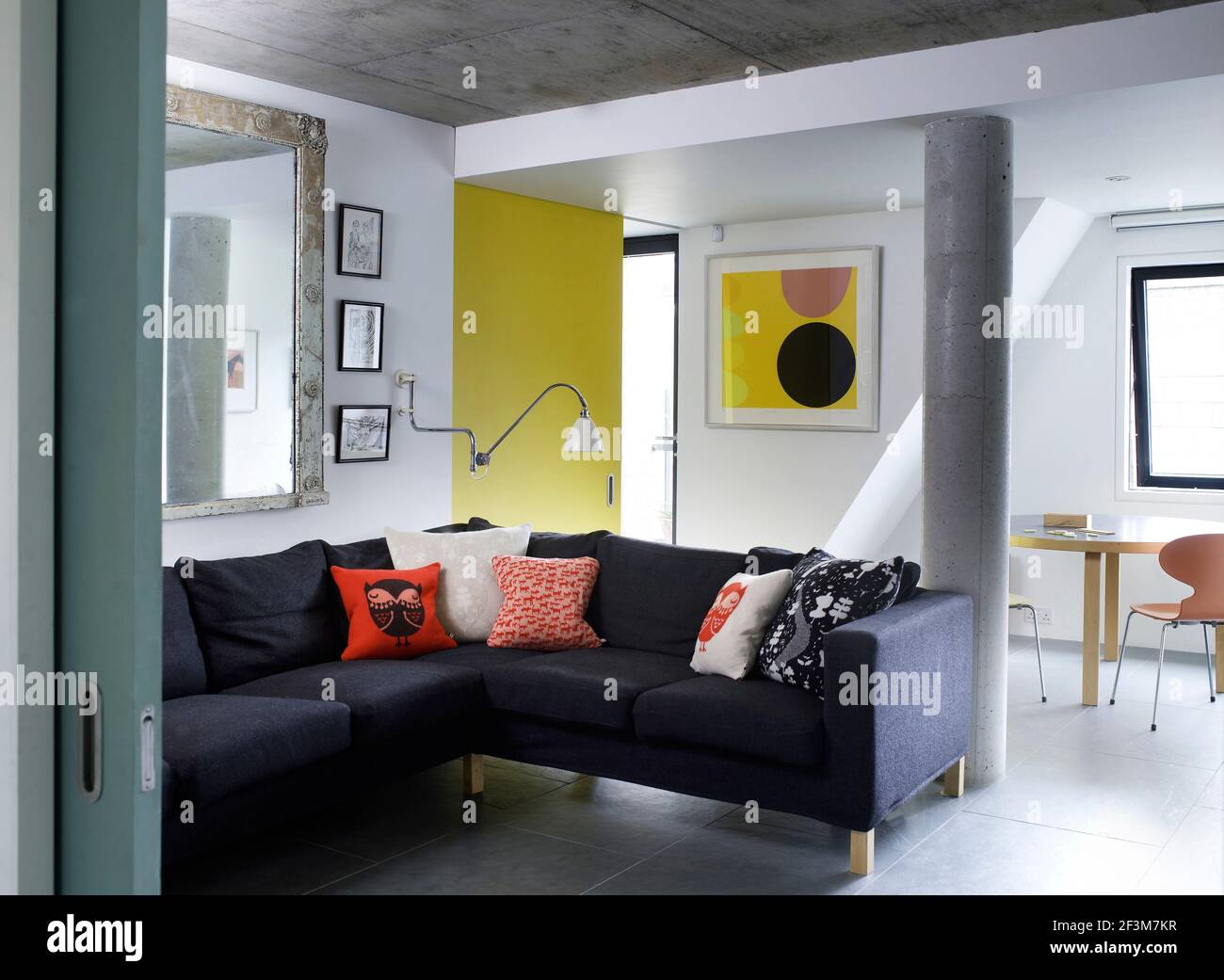 Open plan room with corner sofa in Batemans Row, London, UK Stock Photo ...