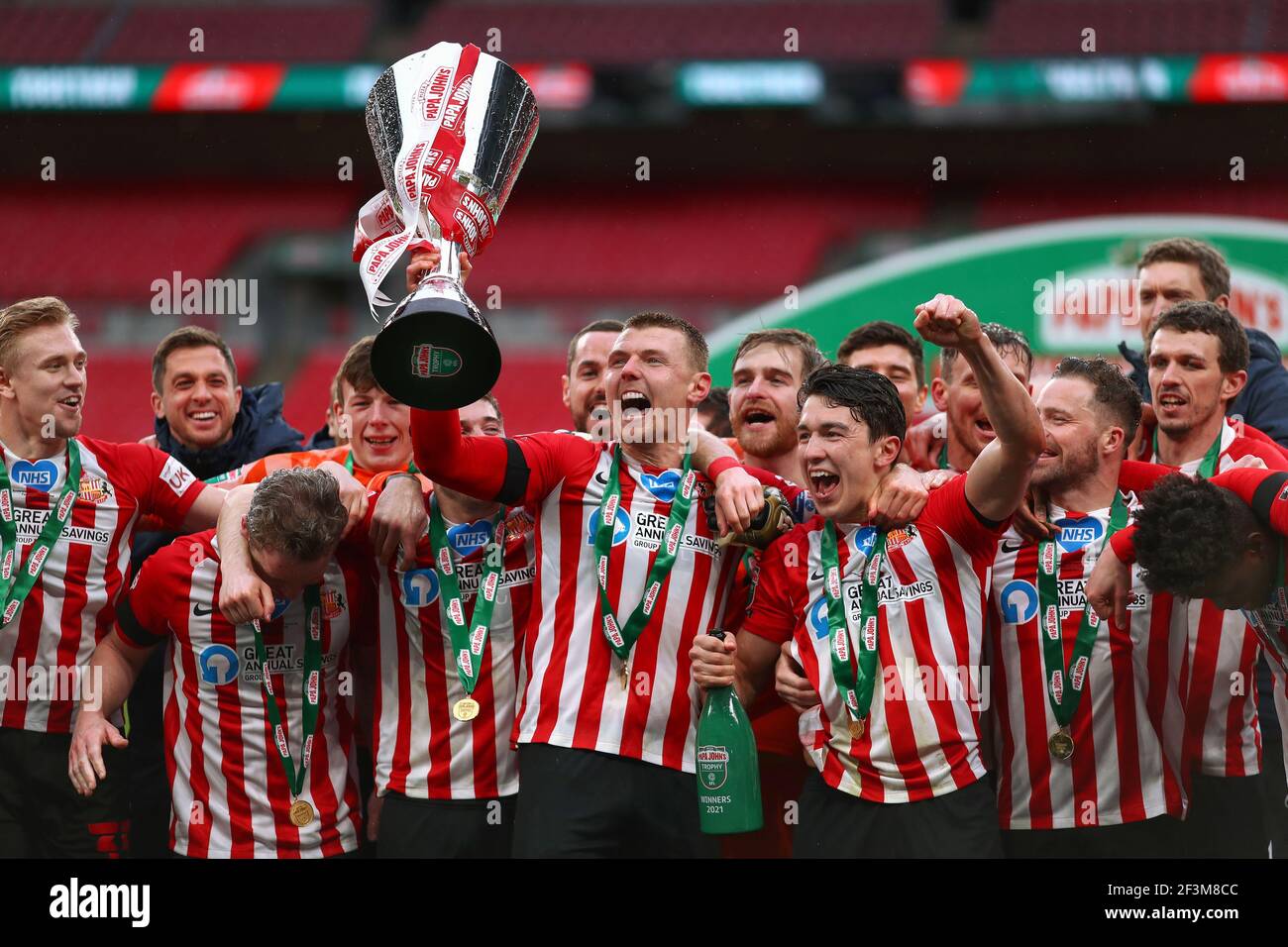 Max Power of Sunderland celebrates with team mates after winning the ...
