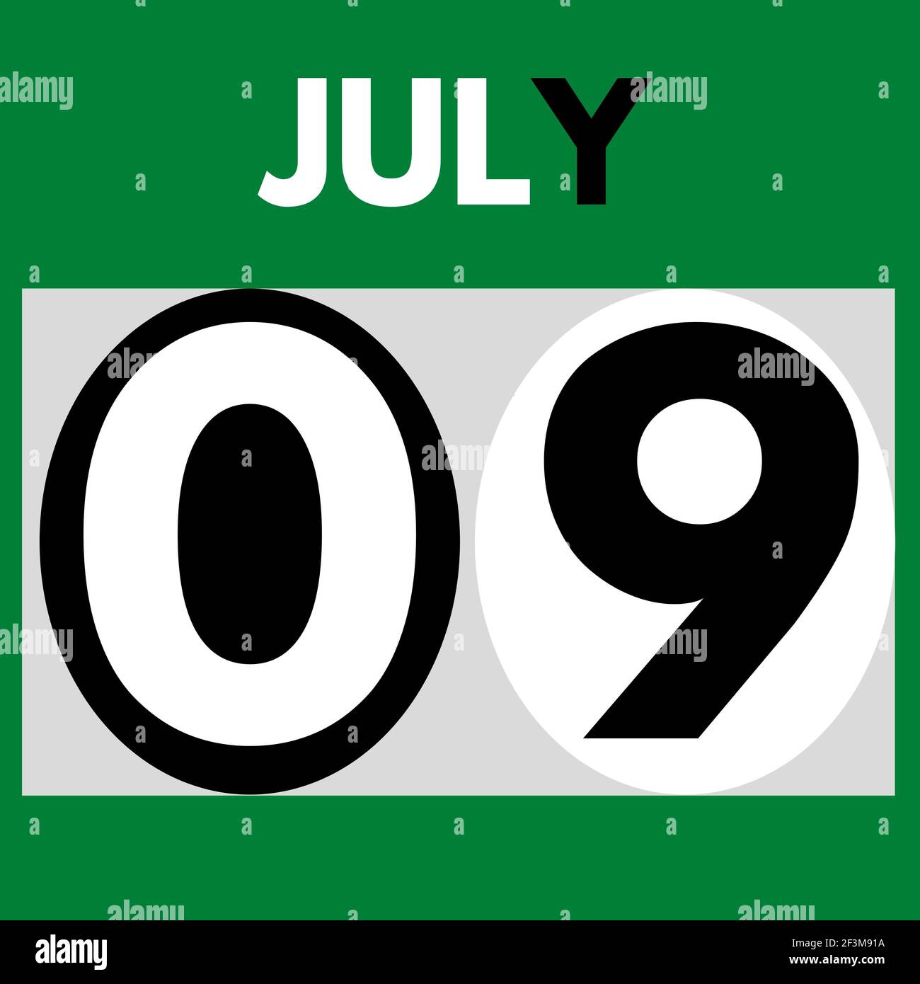 July 9 . Modern daily calendar icon .date ,day, month .calendar for the ...