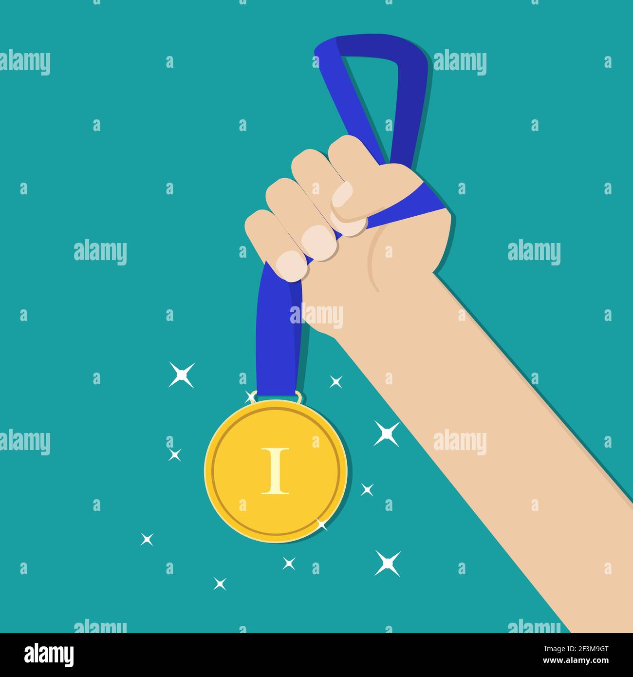 Hand holding golden medal Stock Vector Image & Art - Alamy