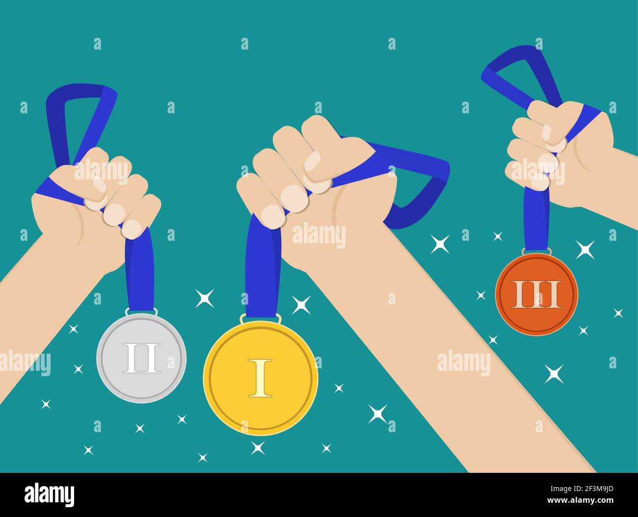 Hands holding medal Stock Vector Image & Art - Alamy
