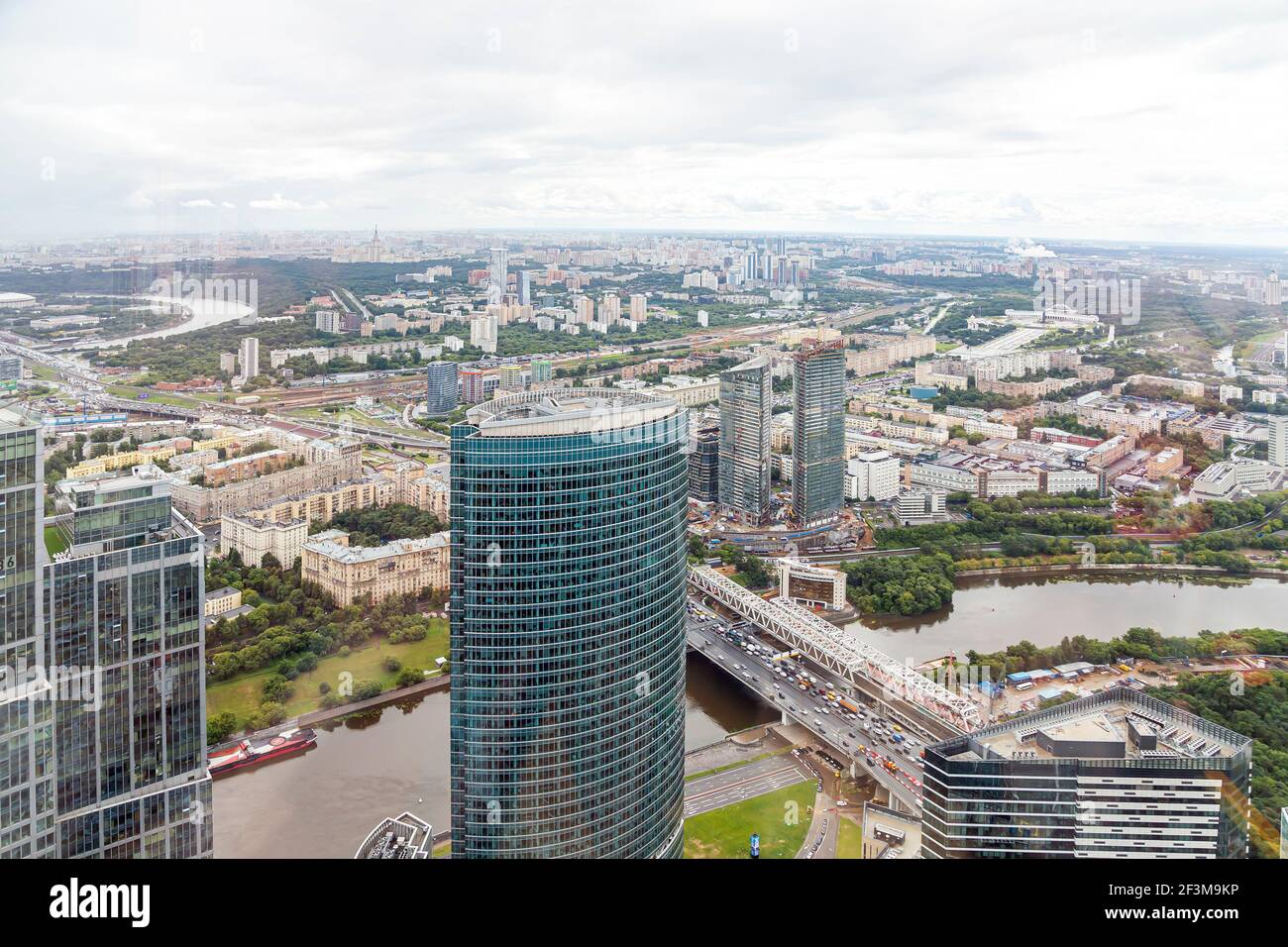 Aerial view of center of Moscow from observation deck Federation Tower ...